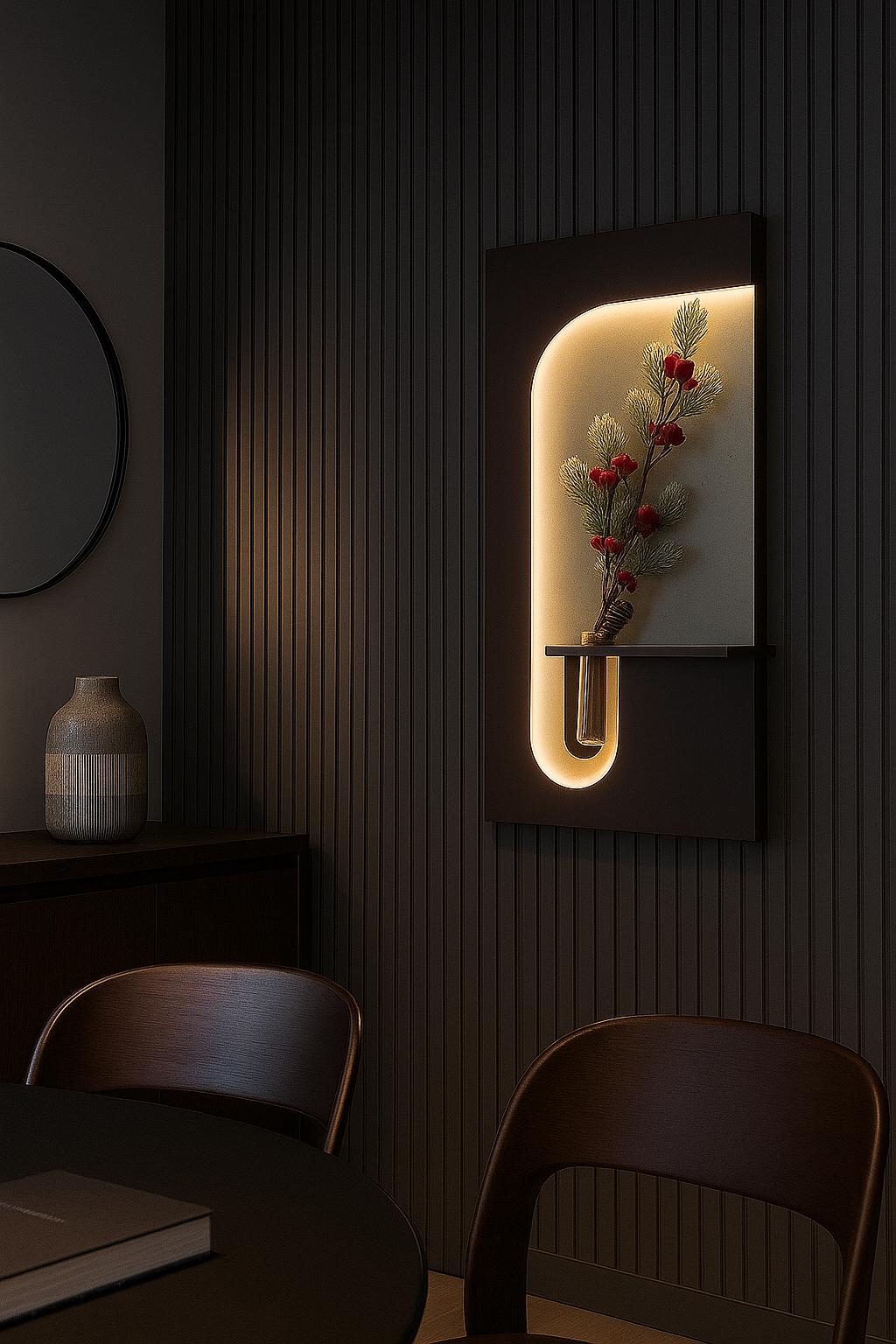 Handmade LED Wall Decor With Shelf: Modern Ambient Lighting - Etsy