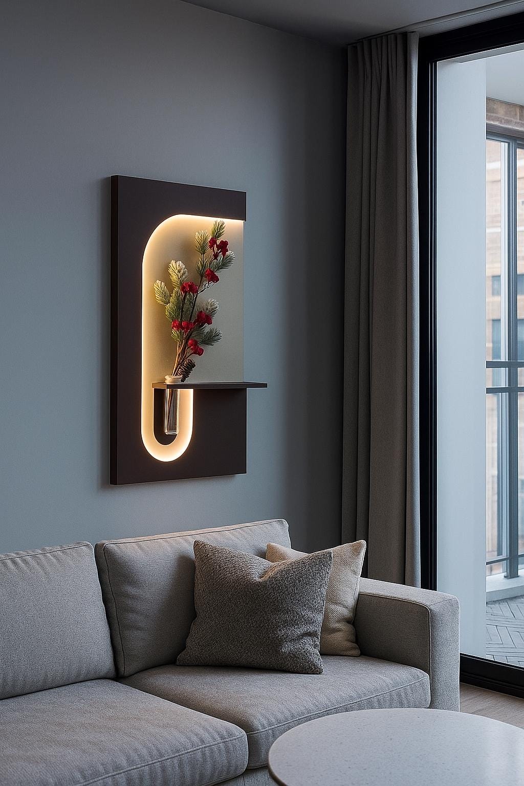 Handmade LED Wall Decor With Shelf: Modern Ambient Lighting - Etsy