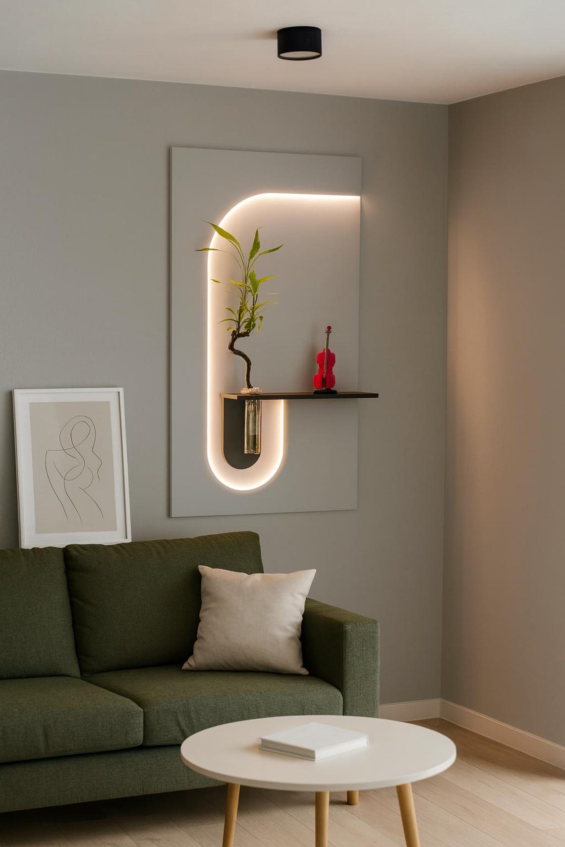 Handmade LED Wall Decor With Shelf: Modern Ambient Lighting - Etsy