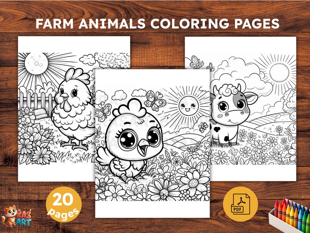 Farm Animals Coloring Pages for Kids and Adults, Printable Coloring ...