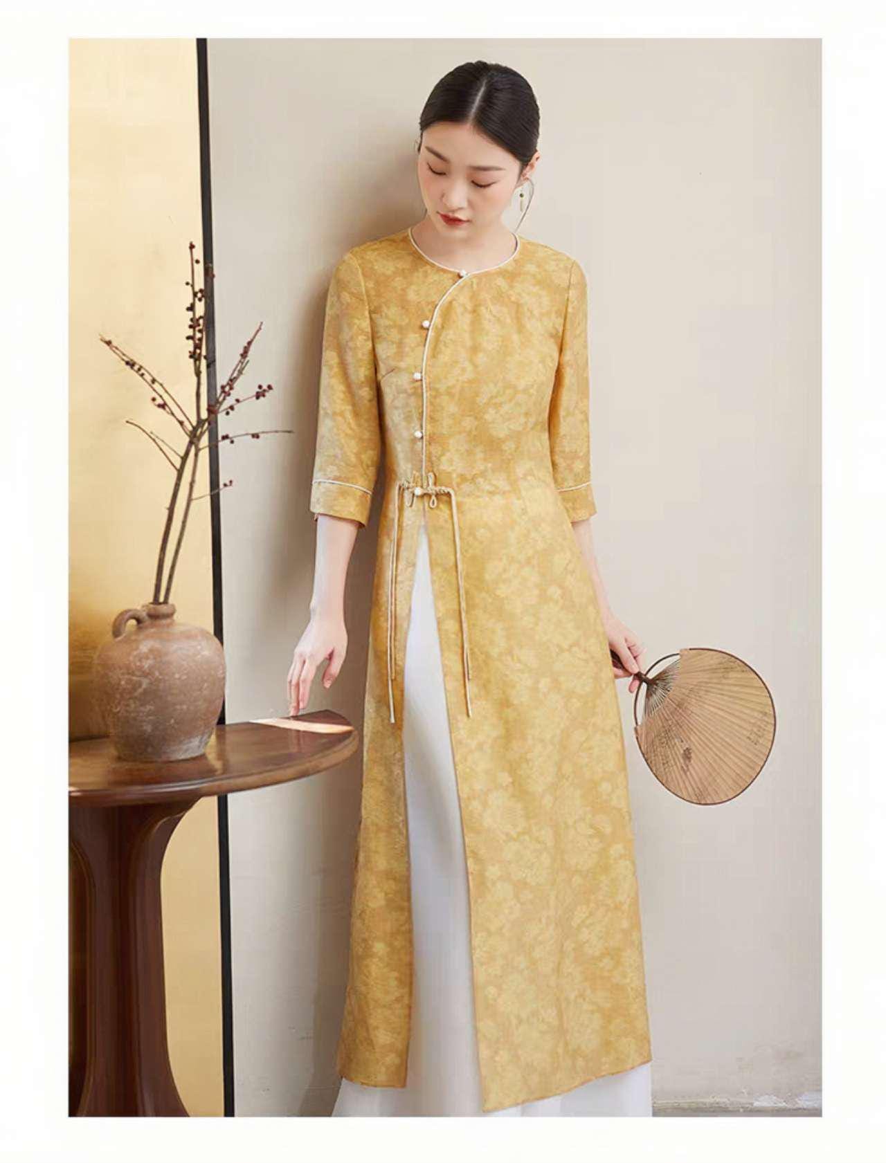 Chinese Linen Tunic, Hanfu-style Tee Shirt, Ethnic Linen Dress, Vintage ...