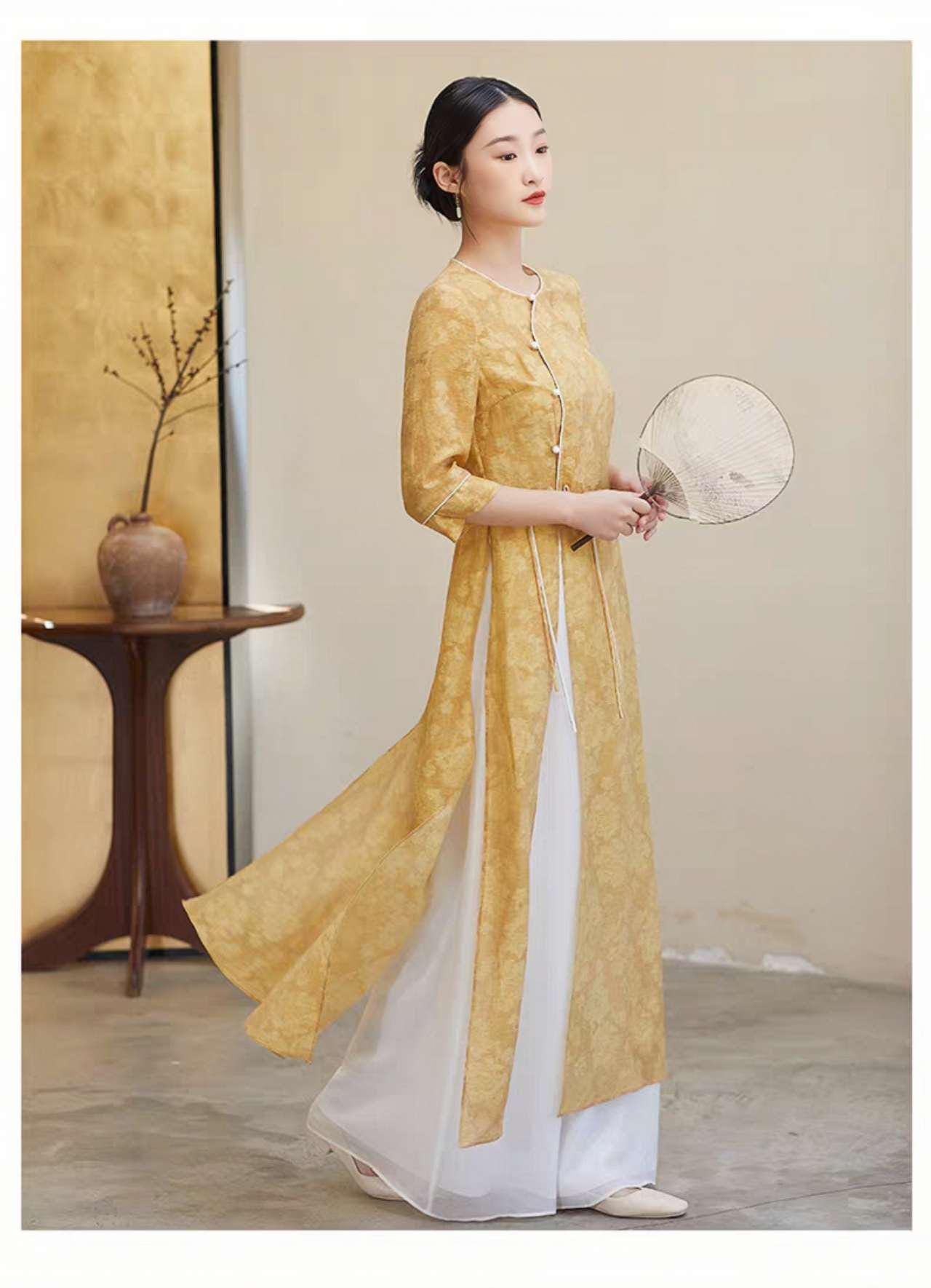 Chinese Linen Tunic, Hanfu-style Tee Shirt, Ethnic Linen Dress, Vintage ...