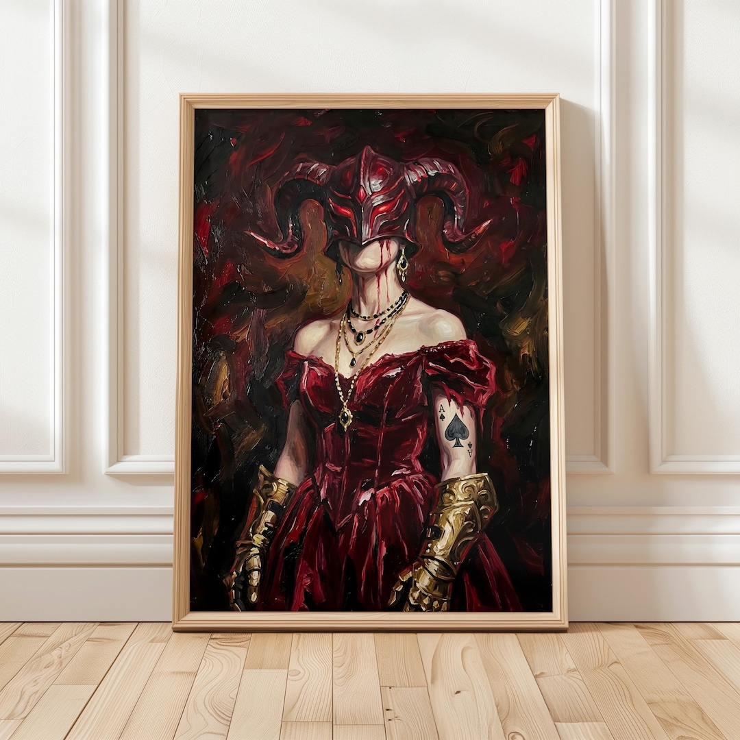 Dark Horned Lady Wall Art Poster | Ace of Spades Gothic Portrait Print ...