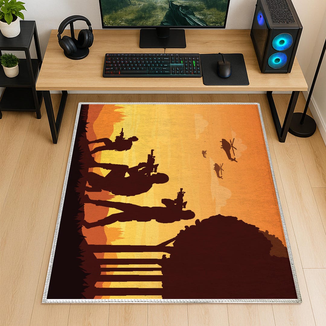 FPS Army Gamer Rug – Vibrant Gaming Room Carpet – Modern Playroom ...