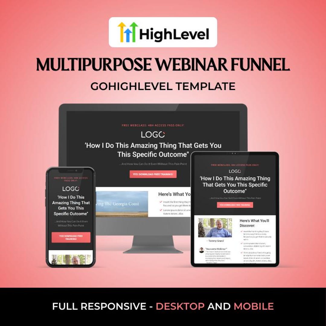 Gohighlevel Multipurpose Webinar Funnel - Etsy