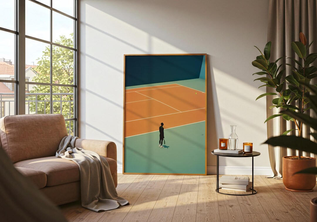 Minimalist Tennis Court Art Print Download | Abstract Tennis Art Poster ...