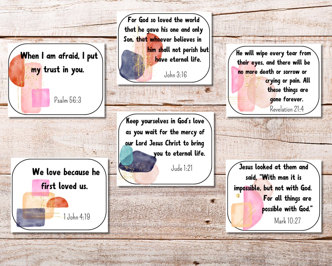 Set of 30 Printable Bible Verse Cards for Teens and Older Kids ...