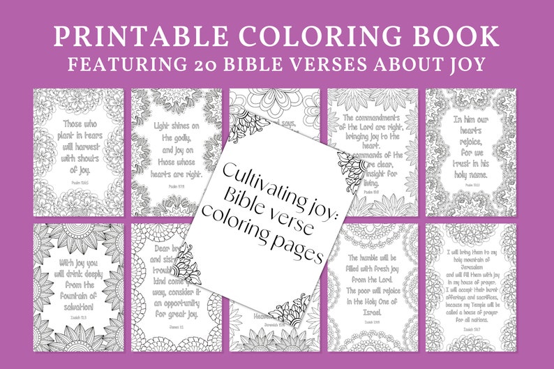 Joy Themed Bible Verse Coloring Book - Printable Instant Download - Etsy