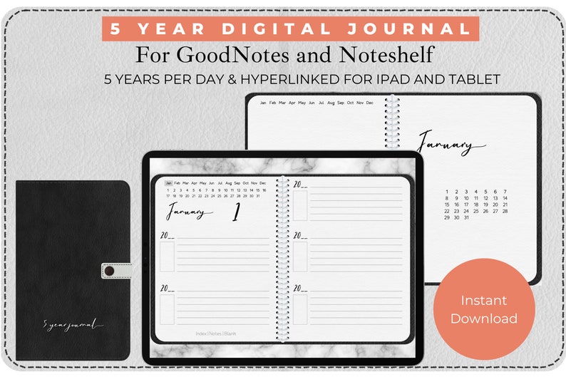 5 Year Digital Journal, One Line a Day Journal, Gratitude Journal ...