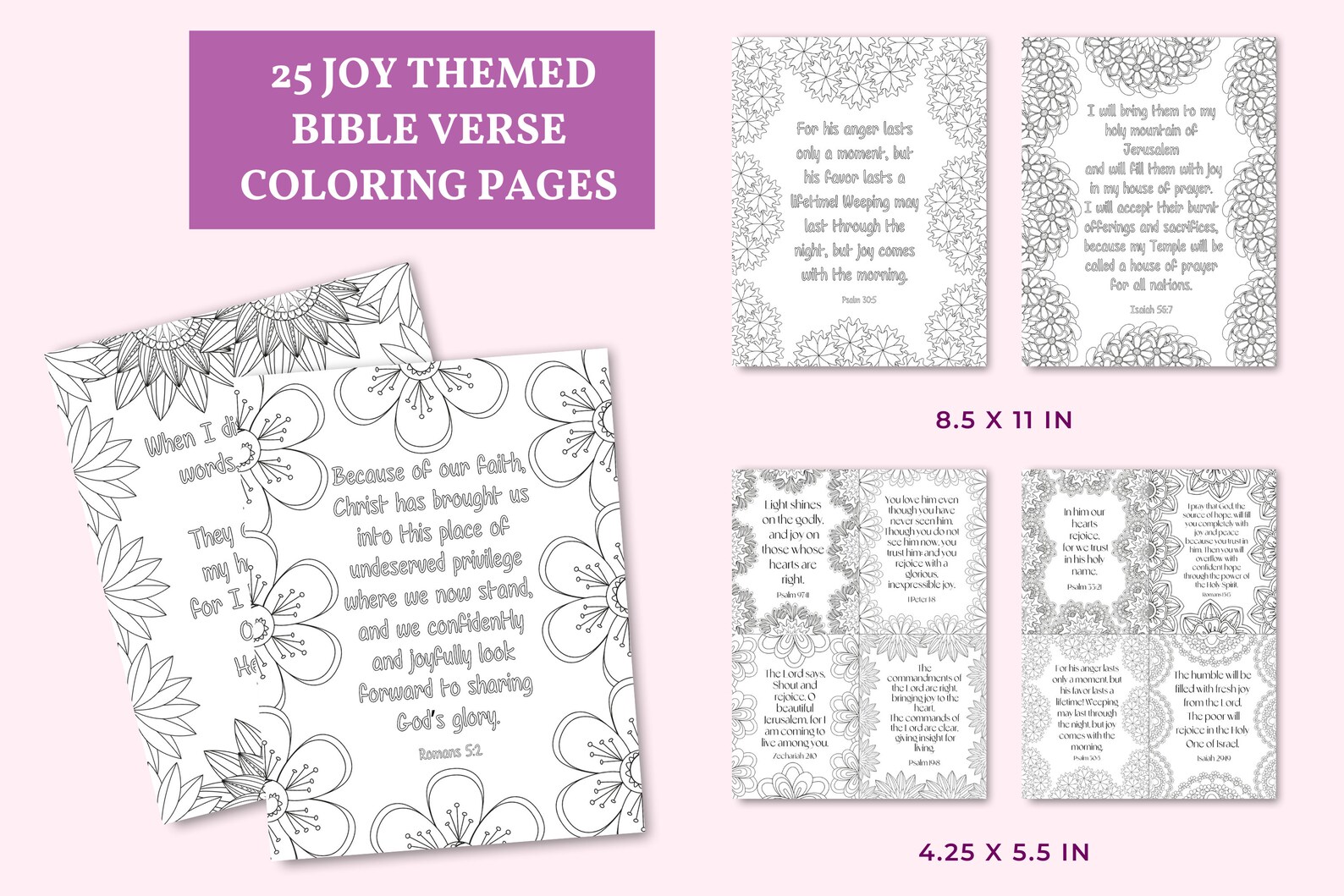 Joy Themed Bible Verse Coloring Book - Printable Instant Download - Etsy