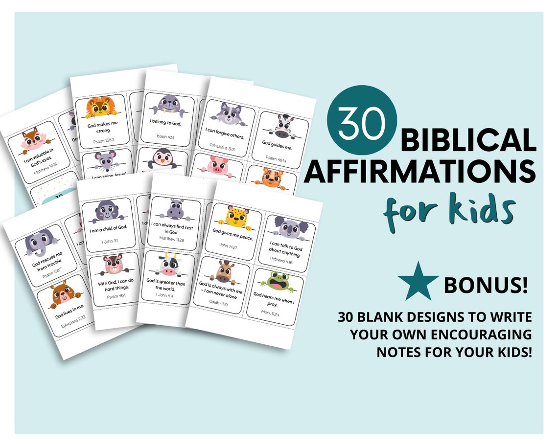 Kids Bible Affirmation Cards | Bible-based Lunchbox Notes for Kids ...