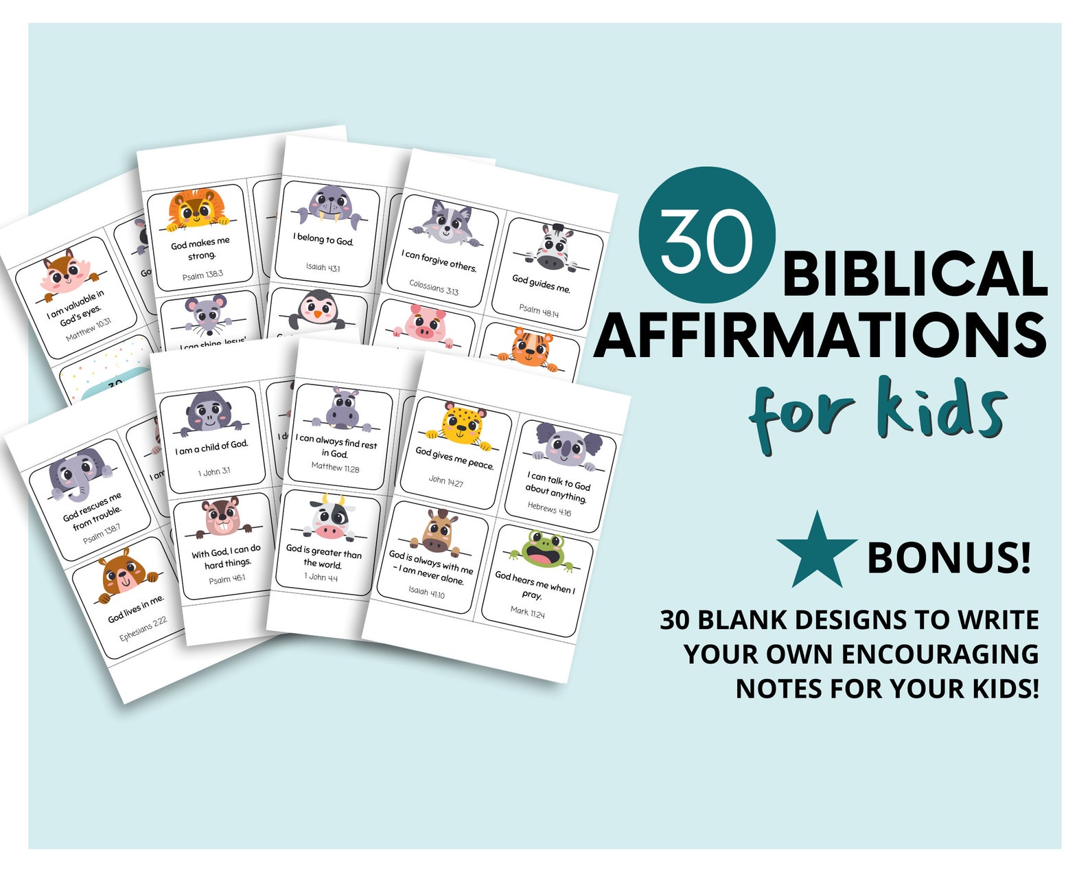 Kids Bible Affirmation Cards | Bible-based Lunchbox Notes for Kids ...