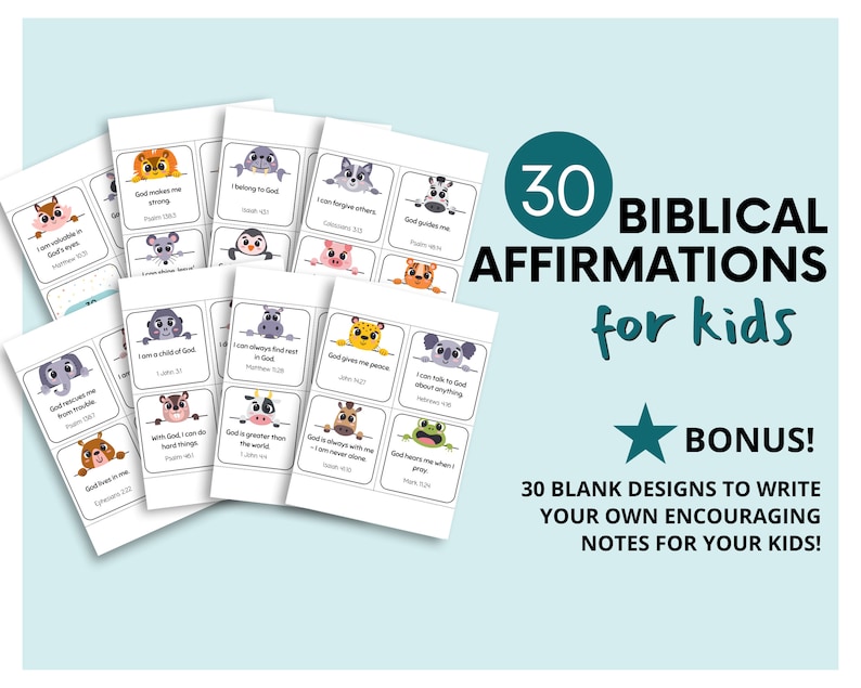 Kids Bible Affirmation Cards | Bible-based Lunchbox Notes for Kids ...