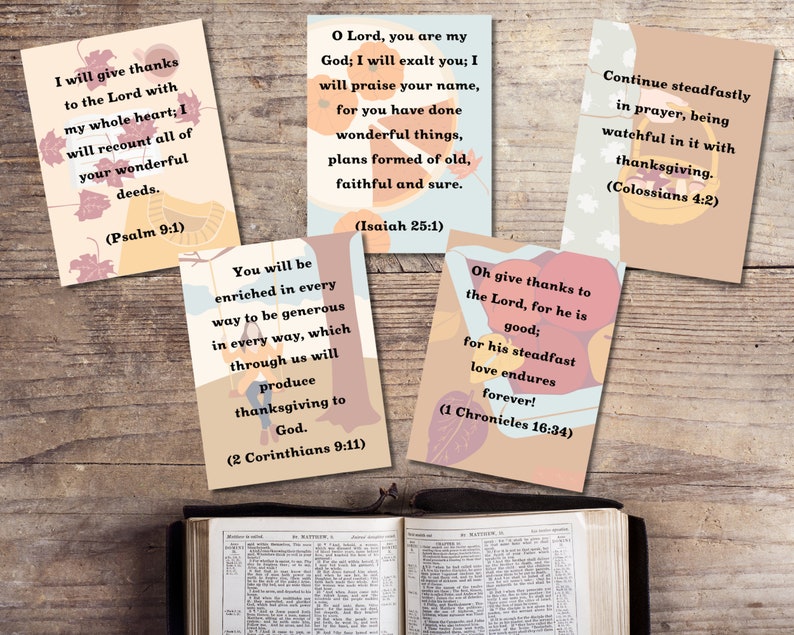 Set of 30 Printable Bible Verse Cards | Thanksgiving and Praise ...