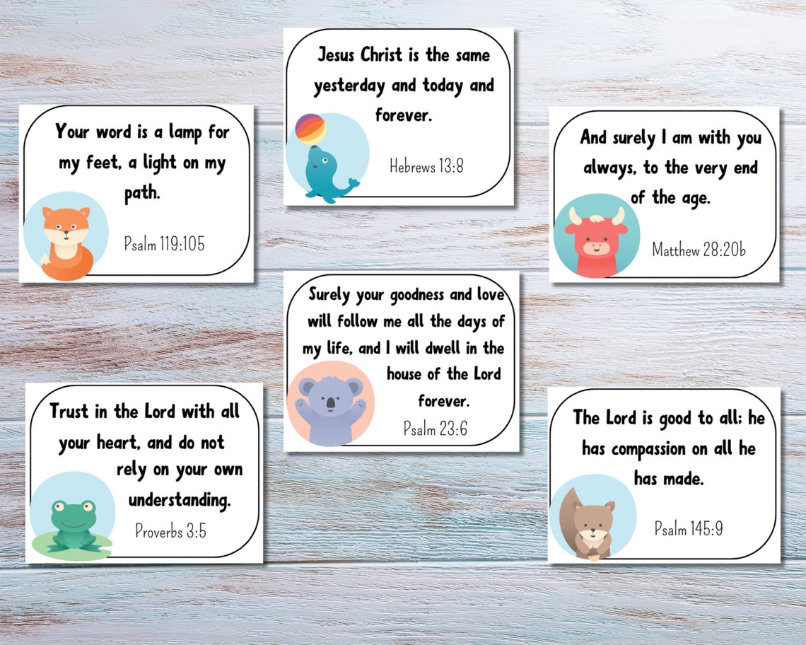 Set of 30 Printable Bible Verse Cards for Kids | Scripture Cards for ...