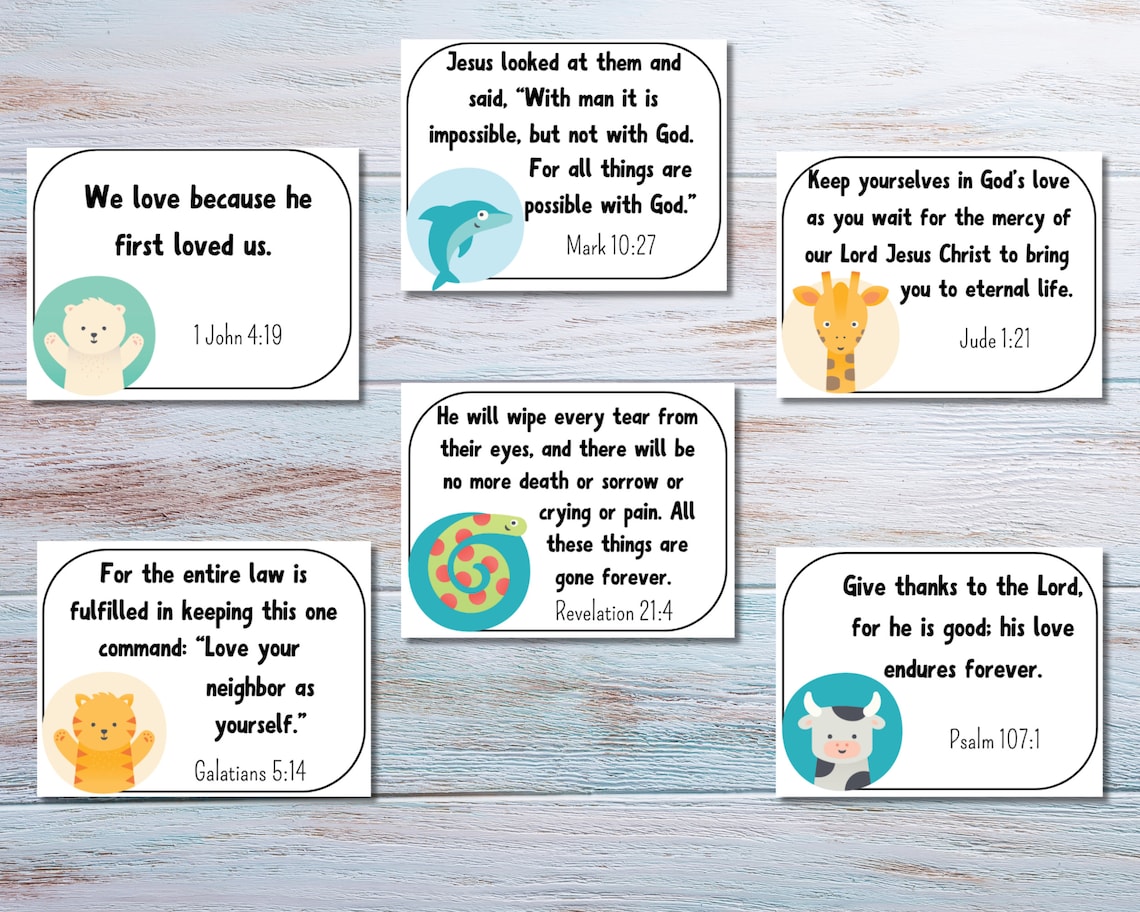 Set of 30 Printable Bible Verse Cards for Kids | Scripture Cards for ...