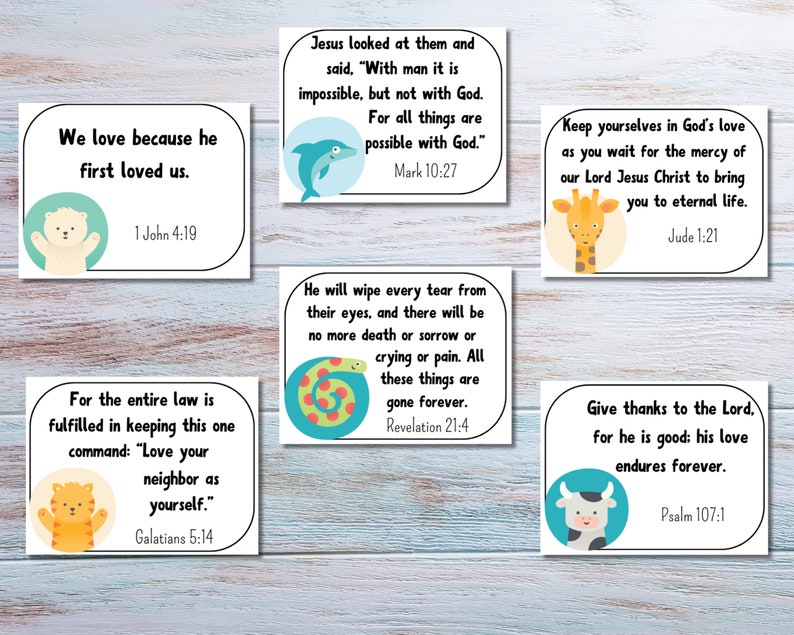 Set of 30 Printable Bible Verse Cards for Kids | Scripture Cards for ...