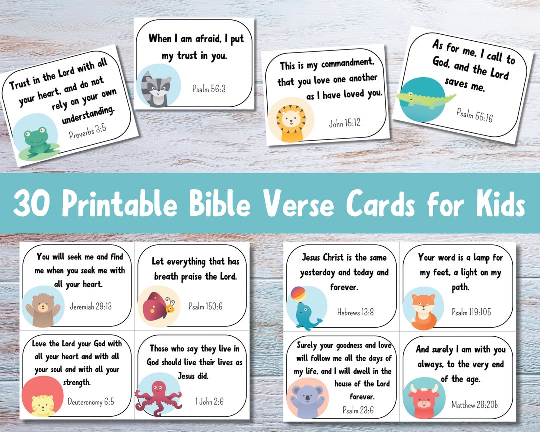 Set of 30 Printable Bible Verse Cards for Kids | Scripture Cards for ...