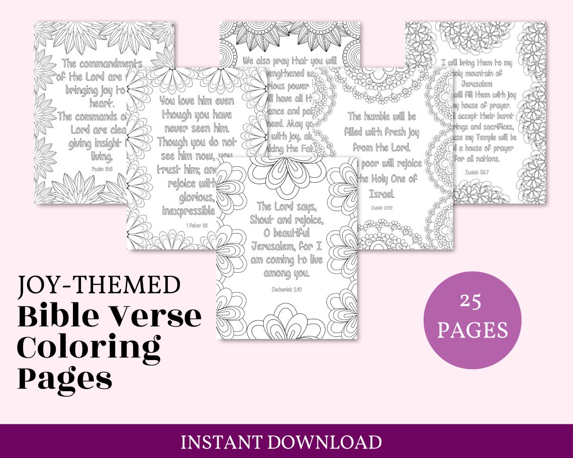 Joy Themed Bible Verse Coloring Book - Printable Instant Download - Etsy