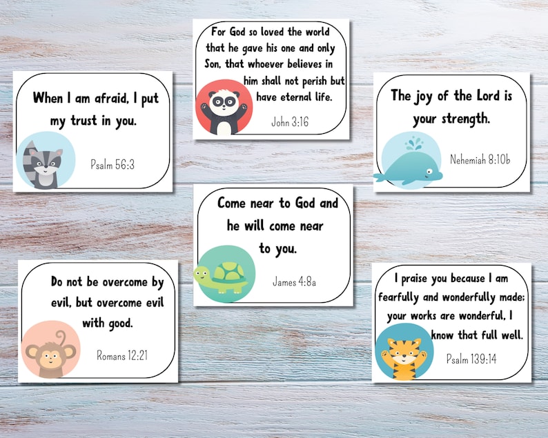 Set of 30 Printable Bible Verse Cards for Kids | Scripture Cards for ...