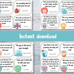 Set of 30 Printable Bible Verse Cards for Kids | Scripture Cards for ...