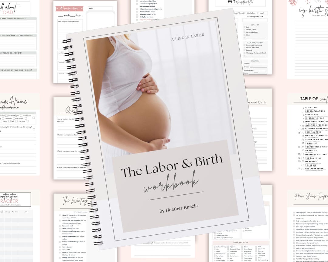 Labor & Birth Workbook | Birth Plan, Checklists and Contraction Tracker ...