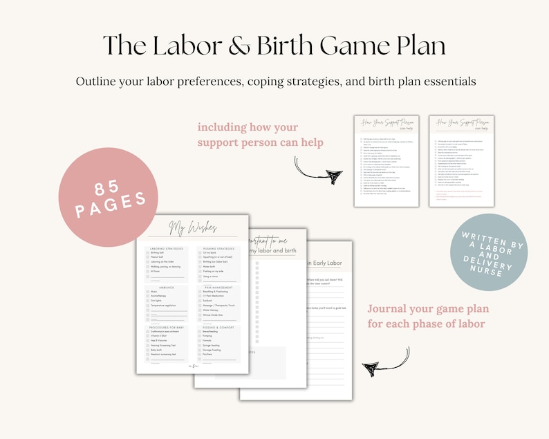 Labor & Birth Workbook | Birth Plan, Checklists and Contraction Tracker ...
