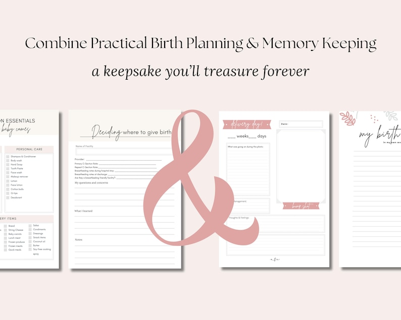 Labor & Birth Workbook | Birth Plan, Checklists and Contraction Tracker ...