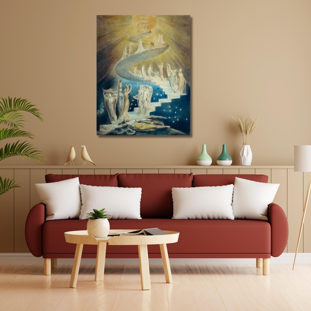 William Blake Jacob's Ladder Poster Art Canvas,famous Painting Wall Art ...