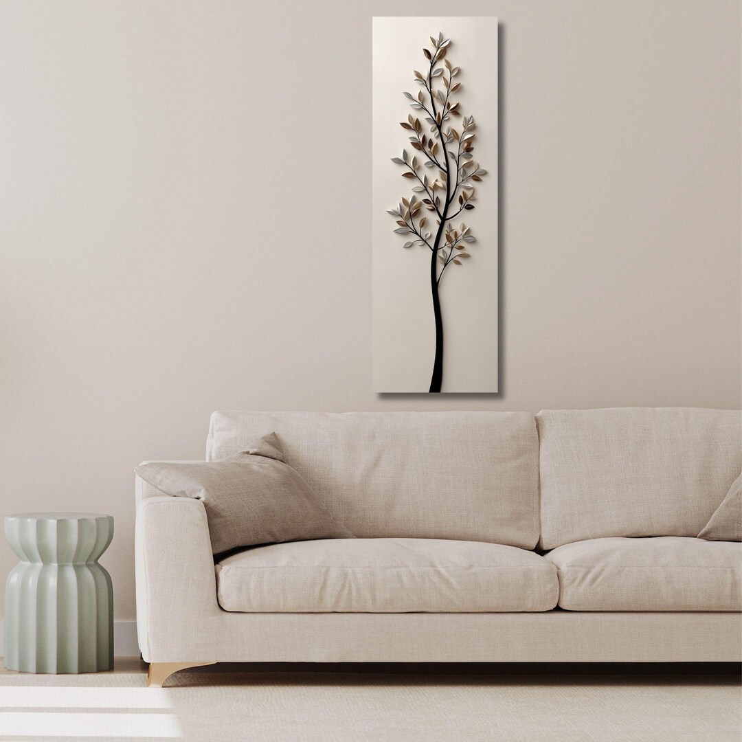 Silver Tree of Life Long Narrow Wall Art,modern Spiritual Decor ...