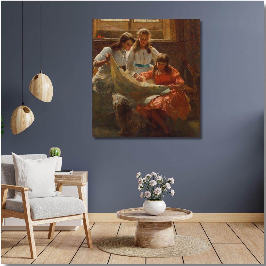 Vintage Children Reading Art: Classical Family Canvas Wall Decor - Etsy