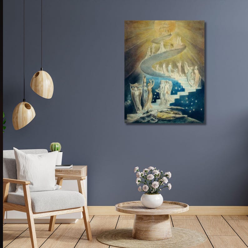 William Blake Jacob's Ladder Poster Art Canvas,famous Painting Wall Art ...