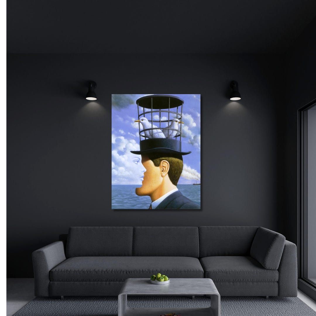 Rafal Olbinski Inspired Surreal Art Print,man With Bowler Hat, Dove ...
