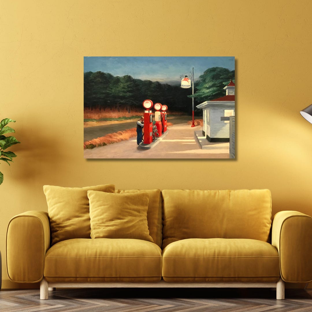 Edward Hopper Gas 1940 Painting, American Realism Night Scene, Lonely ...