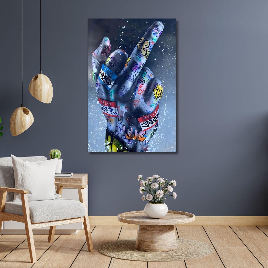 Banksy Graffiti Middle Finger Canvas Art: Urban Street Style Decor - Etsy