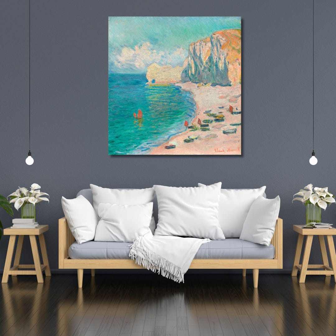 Claude Monet Etretat Beach,impressionist Landscape Painting,monet Wall ...