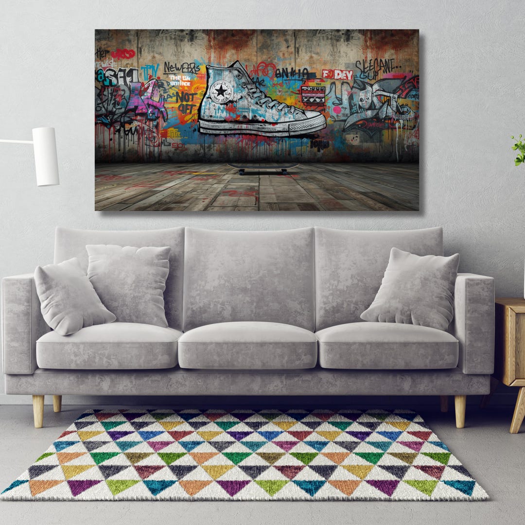 Urban Graffiti Converse Art Print, Colorful Chuck Taylor Wall Decor ...