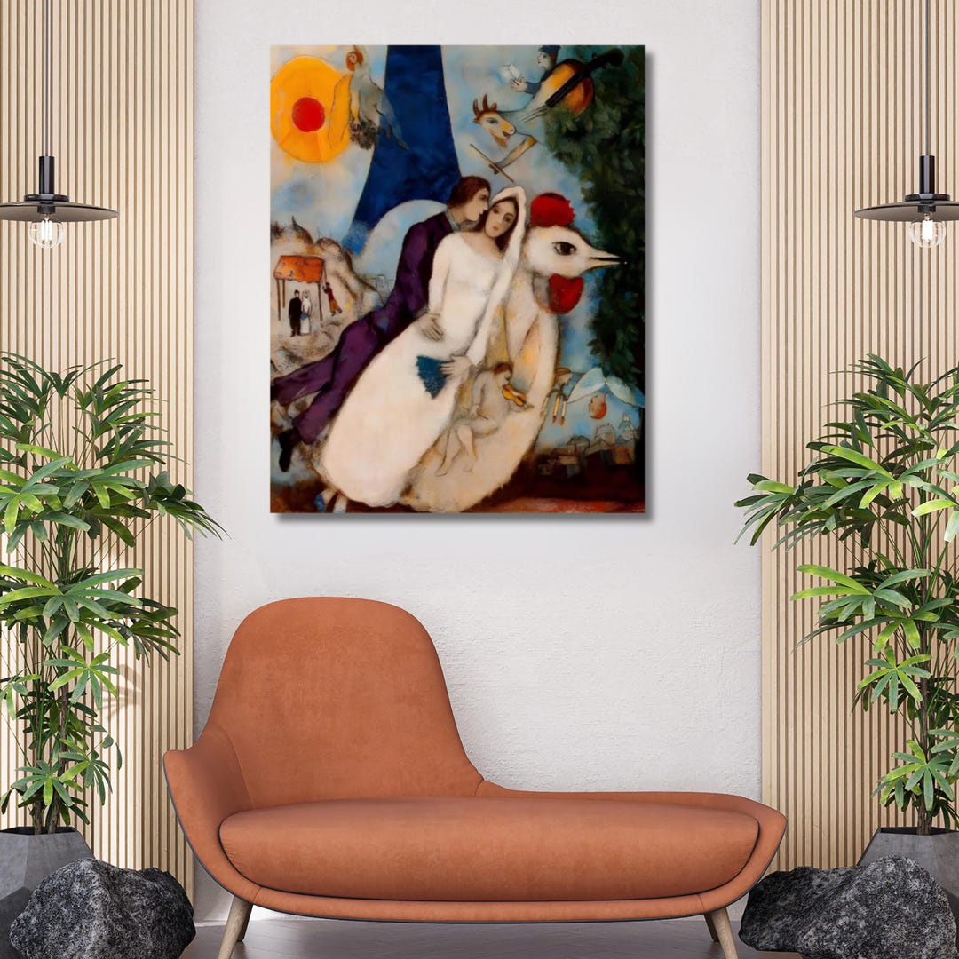 Marc Chagall Bride and Eiffel Tower Canvas Print, La Mariée Exhibition ...