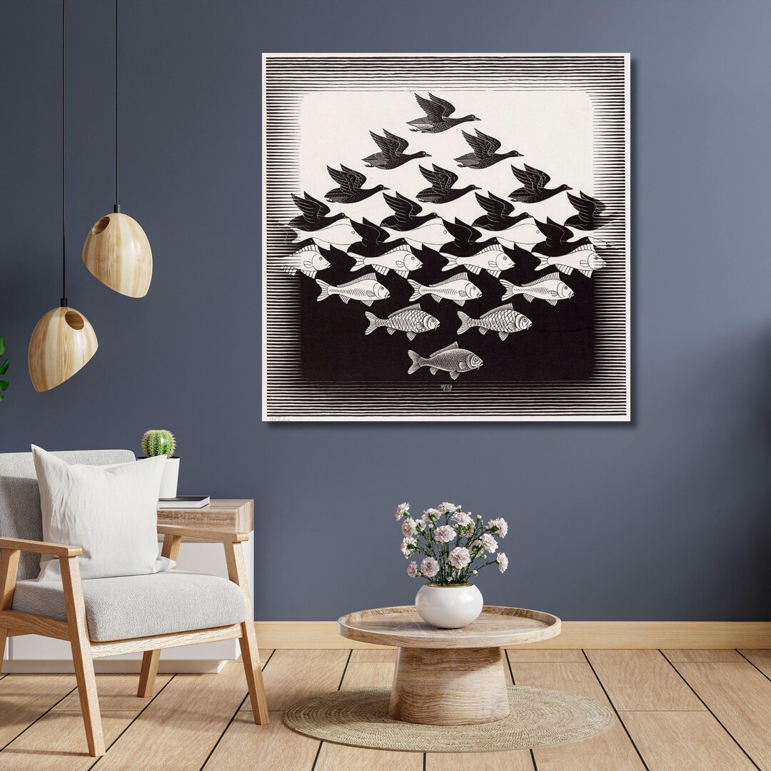 M C ESCHER Relativity Painting Canvas Print,reproduction Modern ...