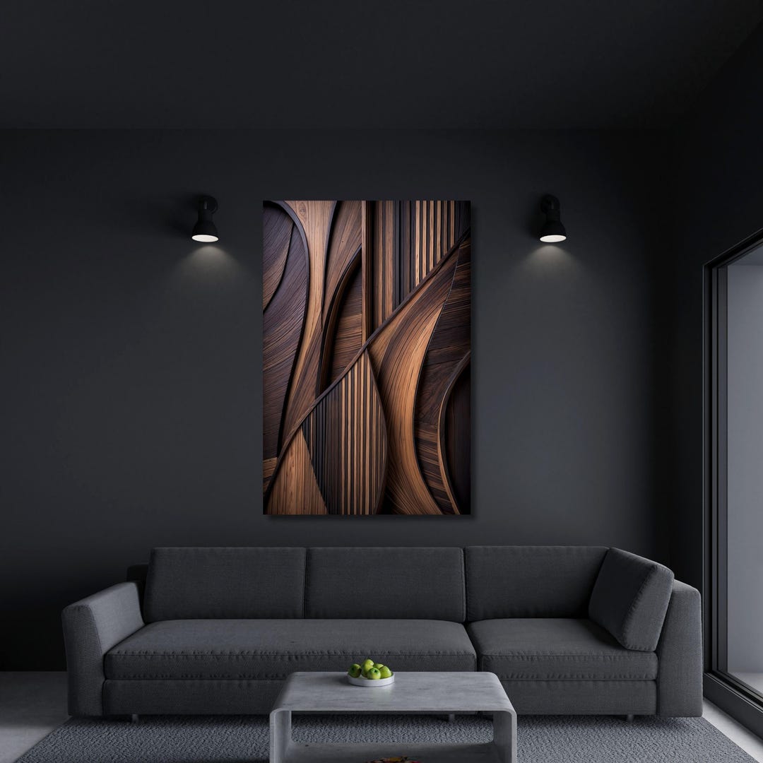 Modern Wood Canvas Wall Art: Abstract 3D Panel, Organic Design - Etsy