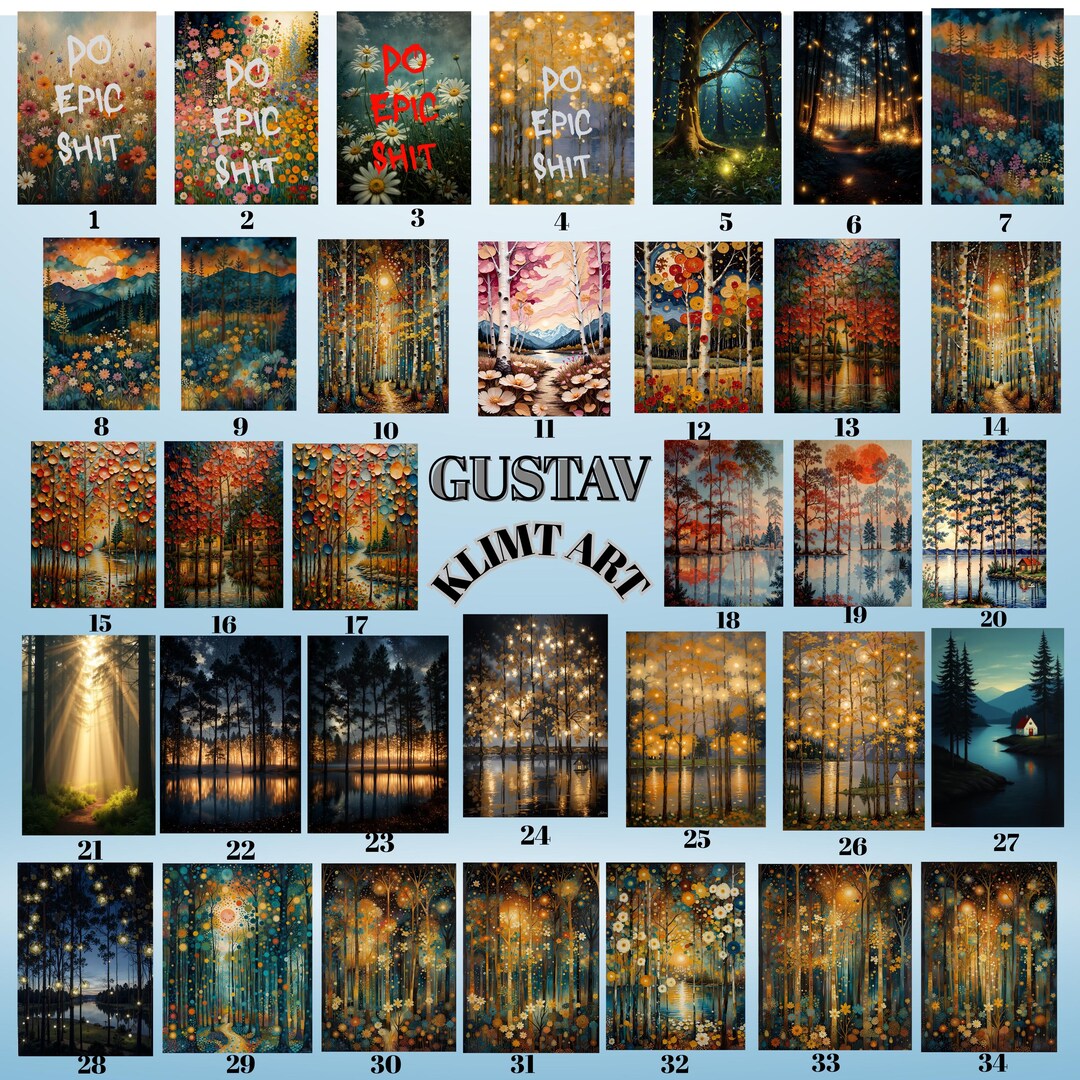 Gustav Klimt Wall Art Set, Gustav Klimt Style Wall Art, Create Your Own ...