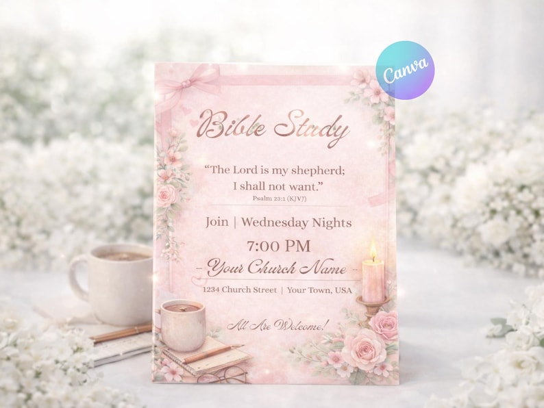 Editable Bible Study Invitation | Canva Template | Christian Church ...