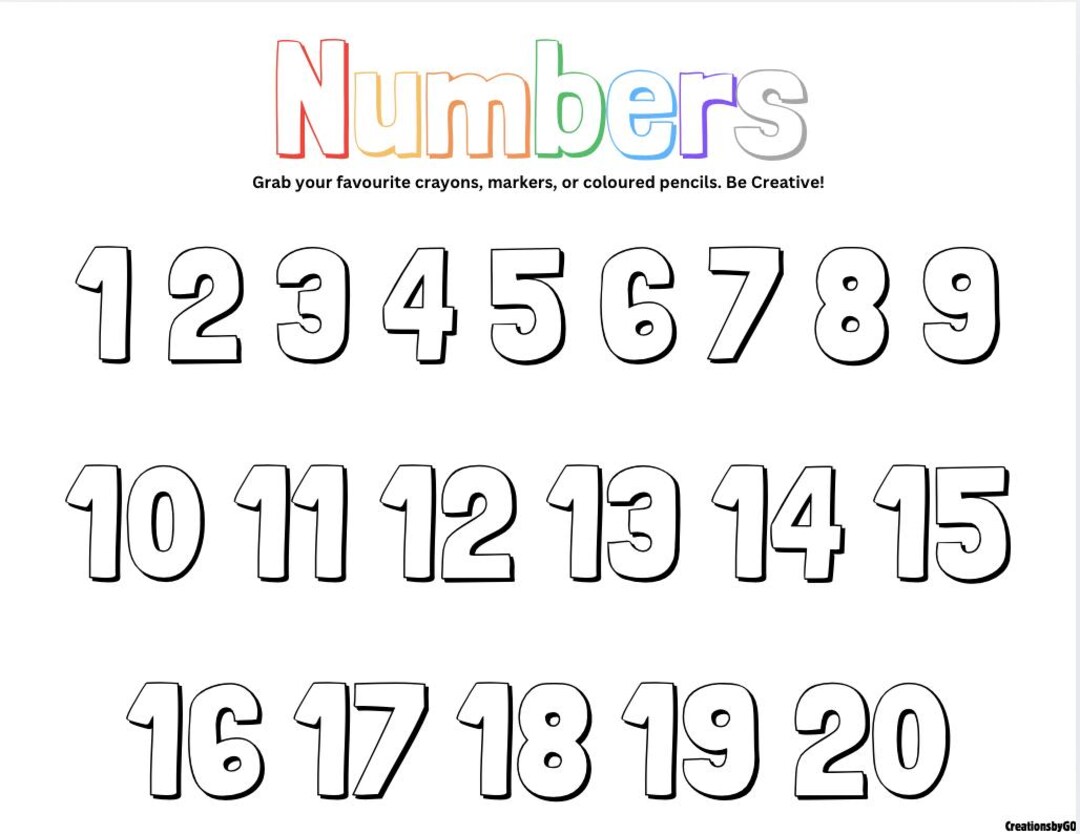Numbers Colouring Sheet - Etsy