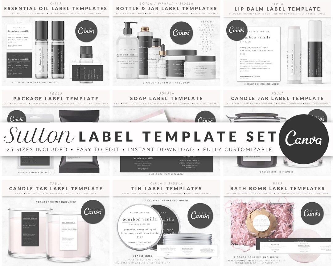 Mega Product Label Template Set for Canva, Product Labels, Label Bundle ...