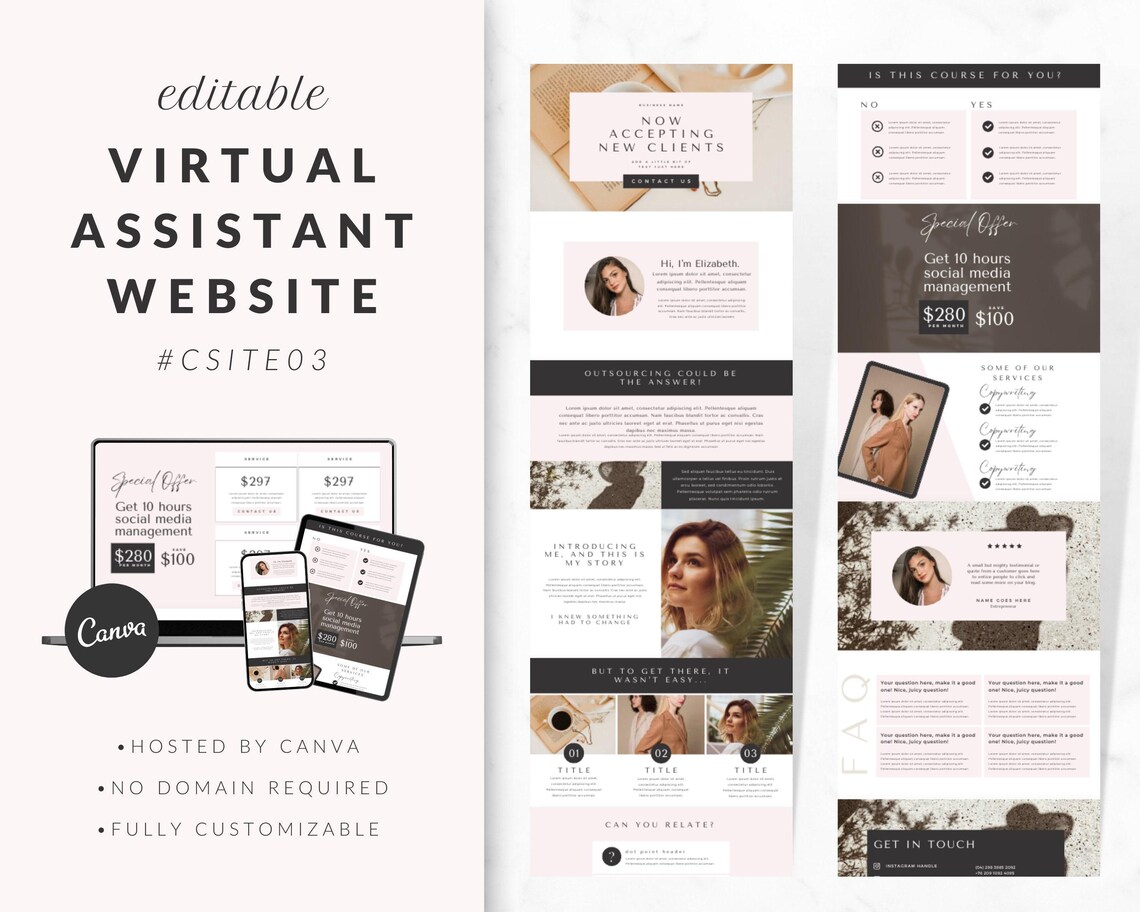 Canva Website Template for Virtual Assistants, Virtual Assistant ...