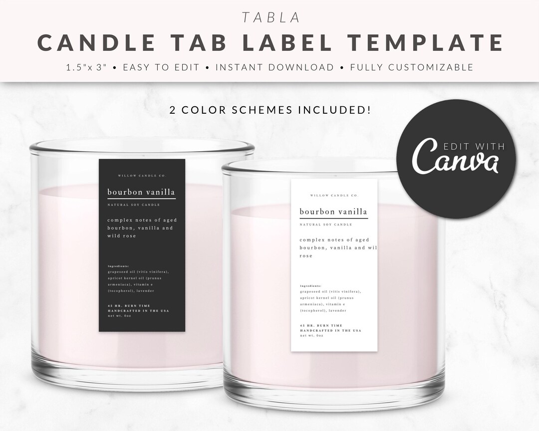 8oz 16oz Vertical Candle Label Templates for Canva, Label Design ...
