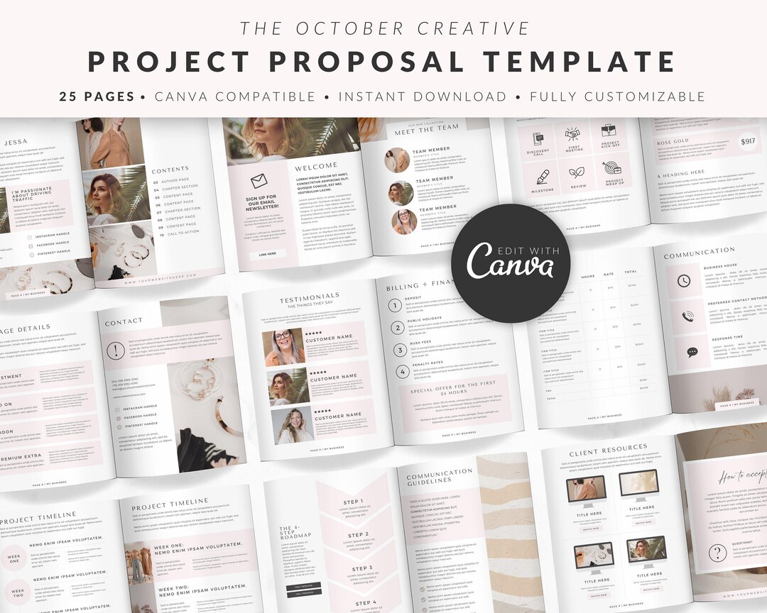Project Proposal Canva Template, Client Proposal Template, Editable ...