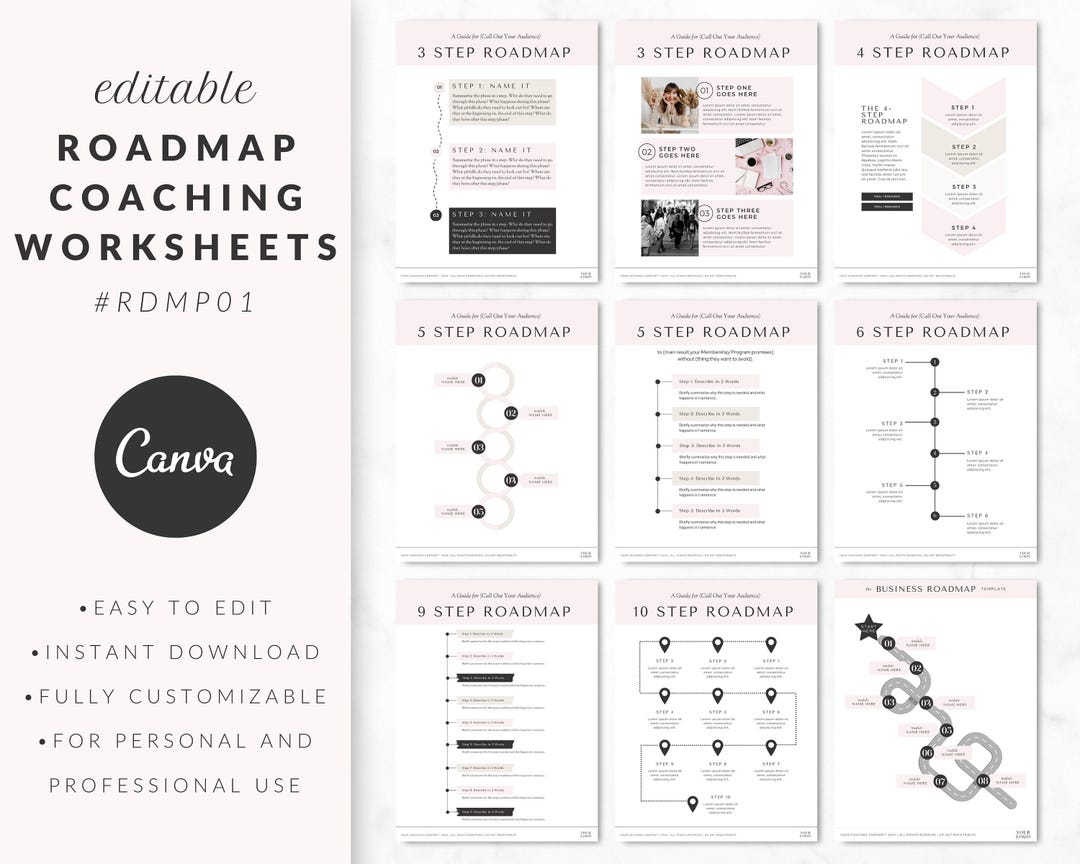 Project Roadmap Worksheet Template Bundle, Coaching Worksheets ...