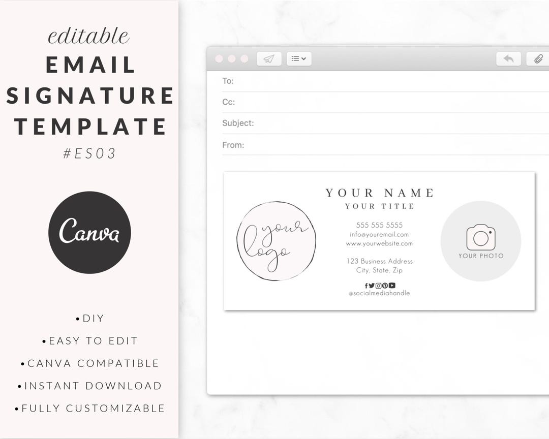 Email Signature Template for Canva, Editable Email Signature Design ...
