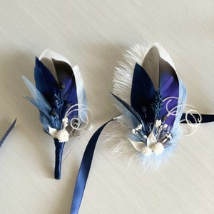 Mallard Duck Wrist Corsage Navy Feather Prom Wristlet Bride Wedding ...